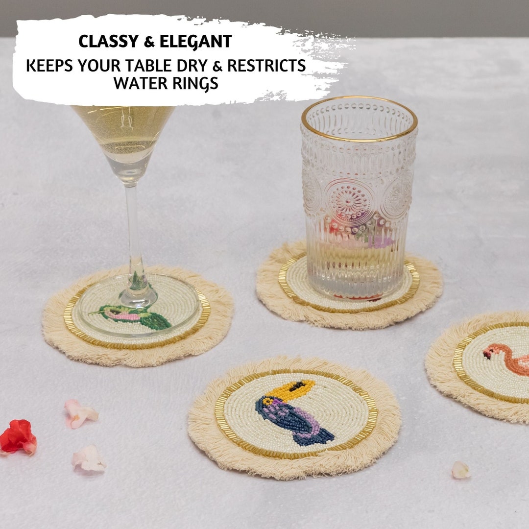 Folkulture Boho Coasters or Beaded Coasters for Drinks or Coffee Table ...