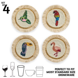 Folkulture Boho Coasters or Beaded Coasters for Drinks or Coffee Table ...