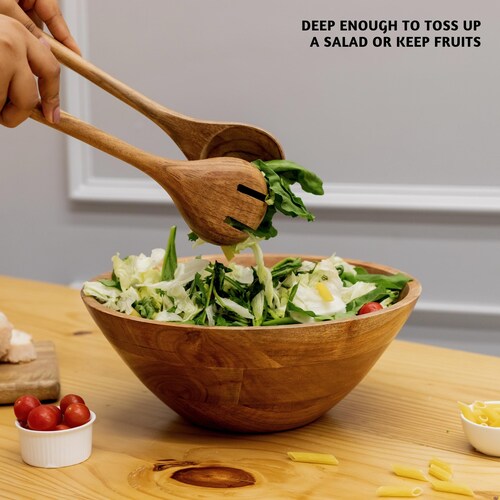 Extra Large Wood Salad Bowl With Servers and Individual Bowls - Etsy