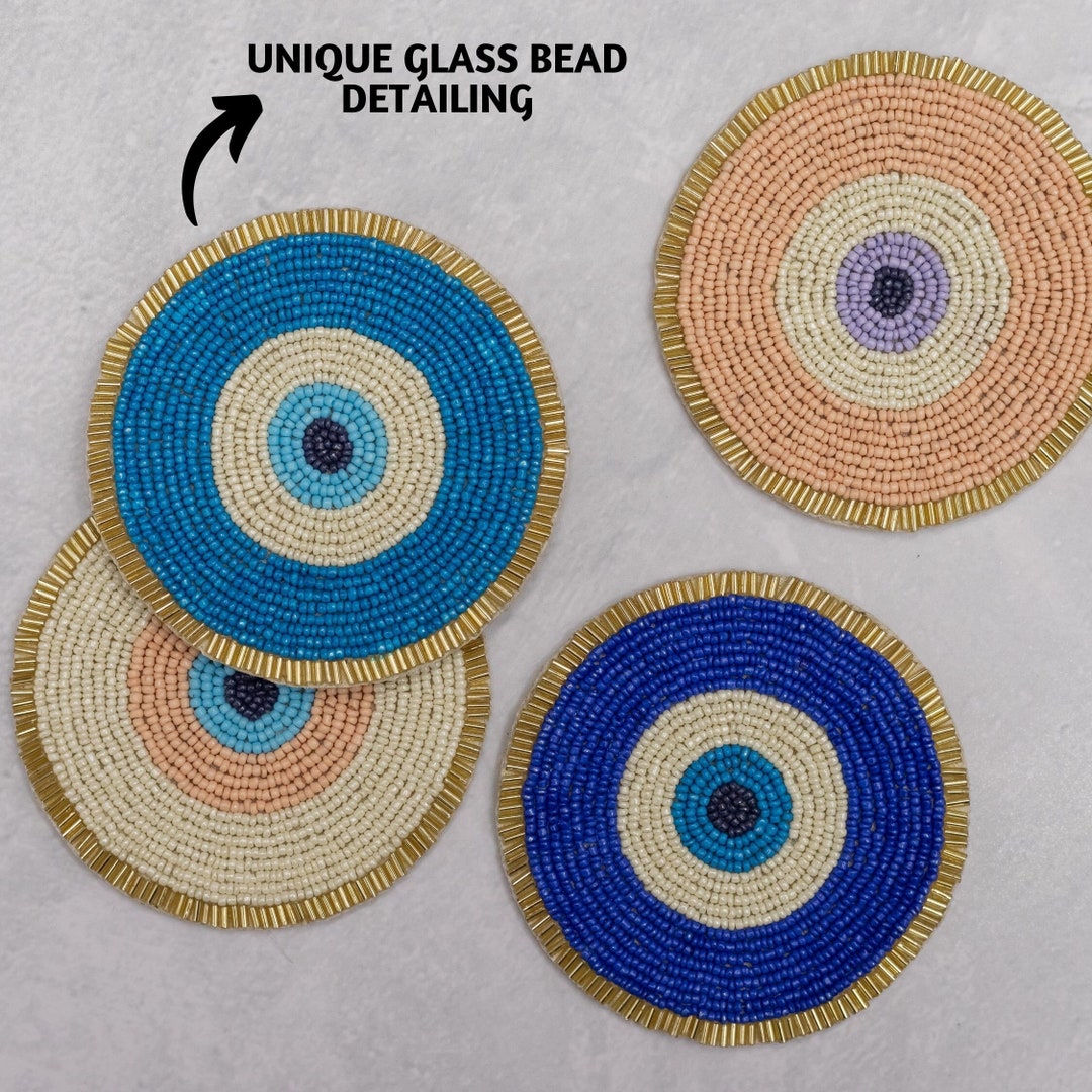 Folkulture Beaded Coasters, Drink Coasters, Cute Coasters for Boho ...
