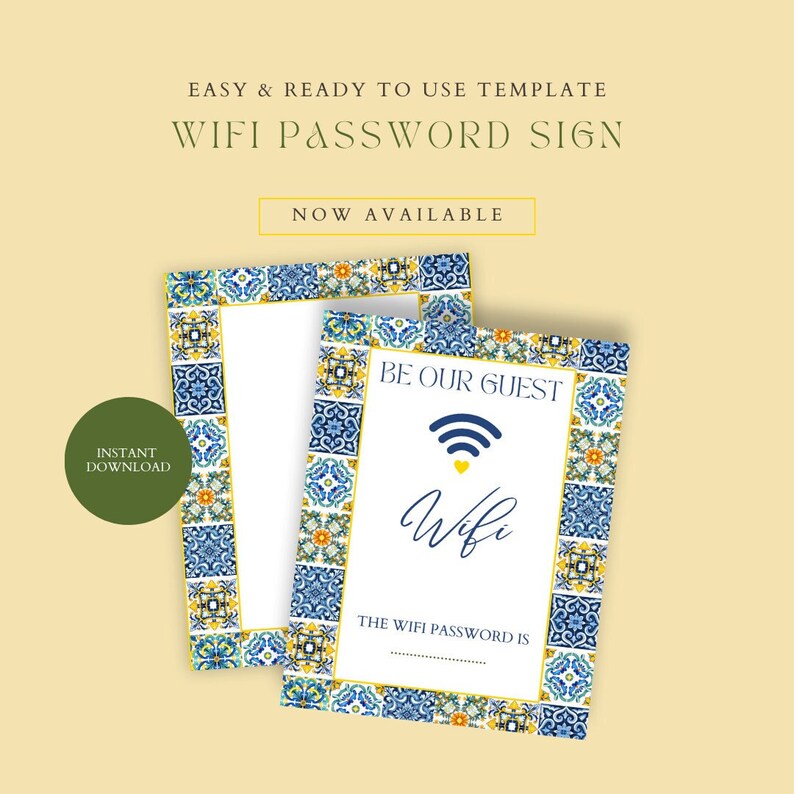 Printable Wifi Password Sign Instant Download Stylish and - Etsy