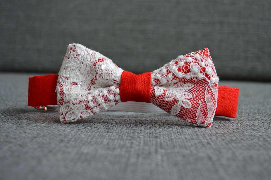 Red Lace Bow Tie: Pre-tied Adjustable Bowtie Christmas Style Neckwear ...