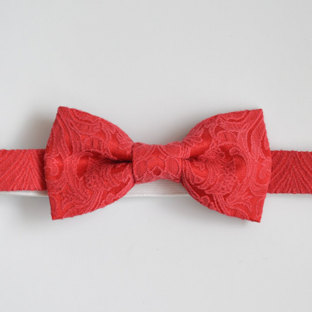 Red Lace Bow Tie: Ornamented Cotton Papillon, Adjustable Wedding Groom ...