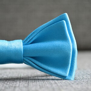 Light Blue Bow Tie, Sky Blue Bow Tie, Teal Blue Two Layer Bowties for ...