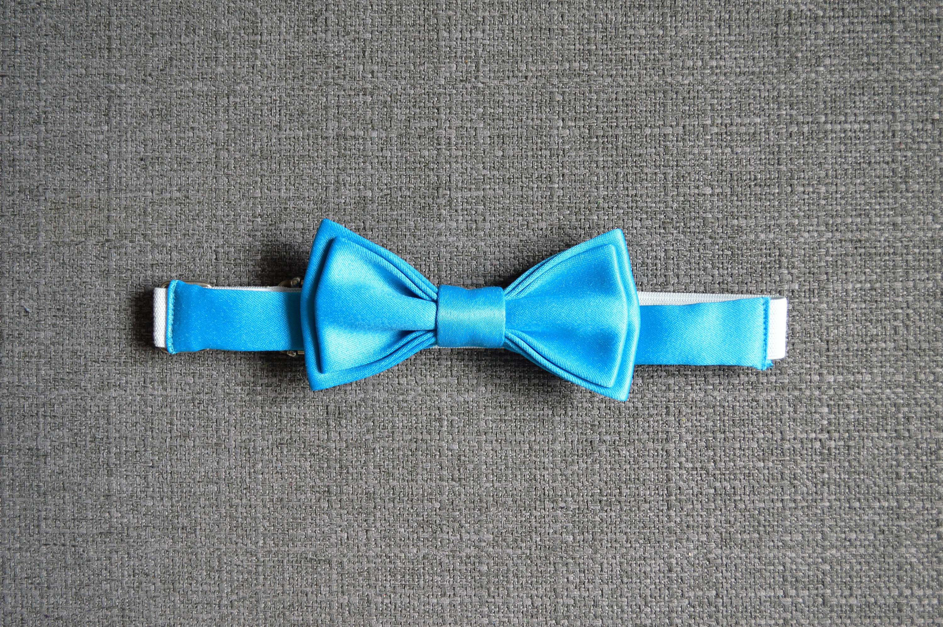 Light Blue Bow Tie, Sky Blue Bow Tie, Teal Blue Two Layer Bowties for ...