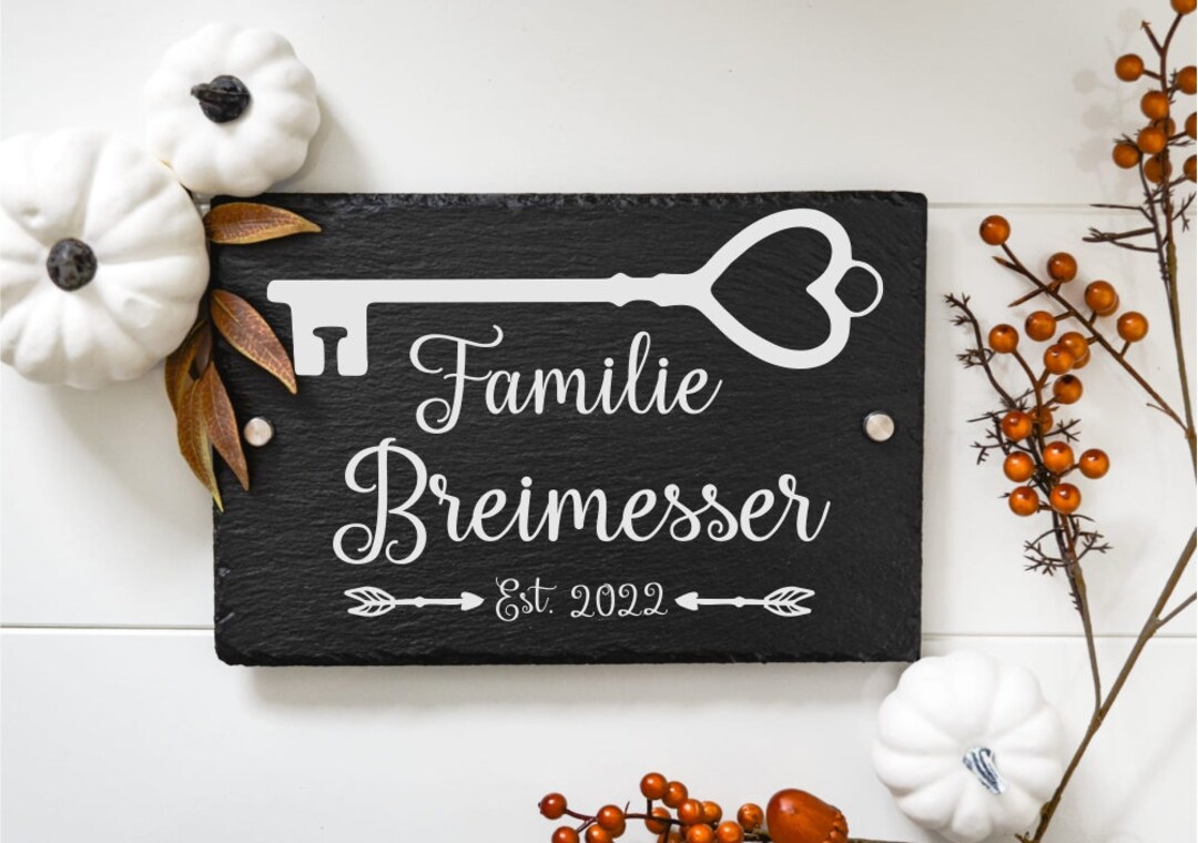 Slate Door Sign Family With Name, Individual Wall Decoration, Slate ...