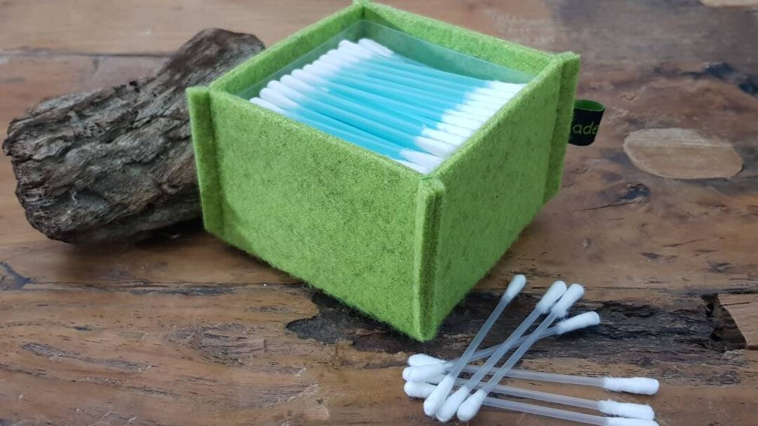 Cotton Swab Box / Q-tips Box Made of Felt - Green - Etsy