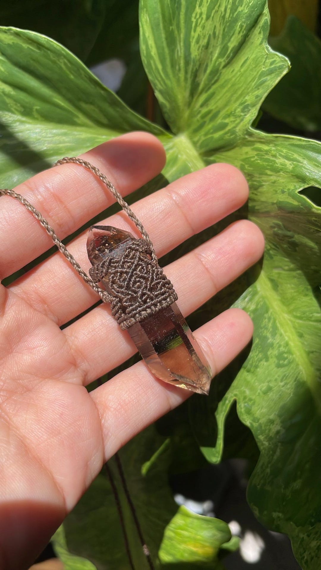 Nigeria Double Terminated Smoky Quartz Macrame Necklace - Etsy