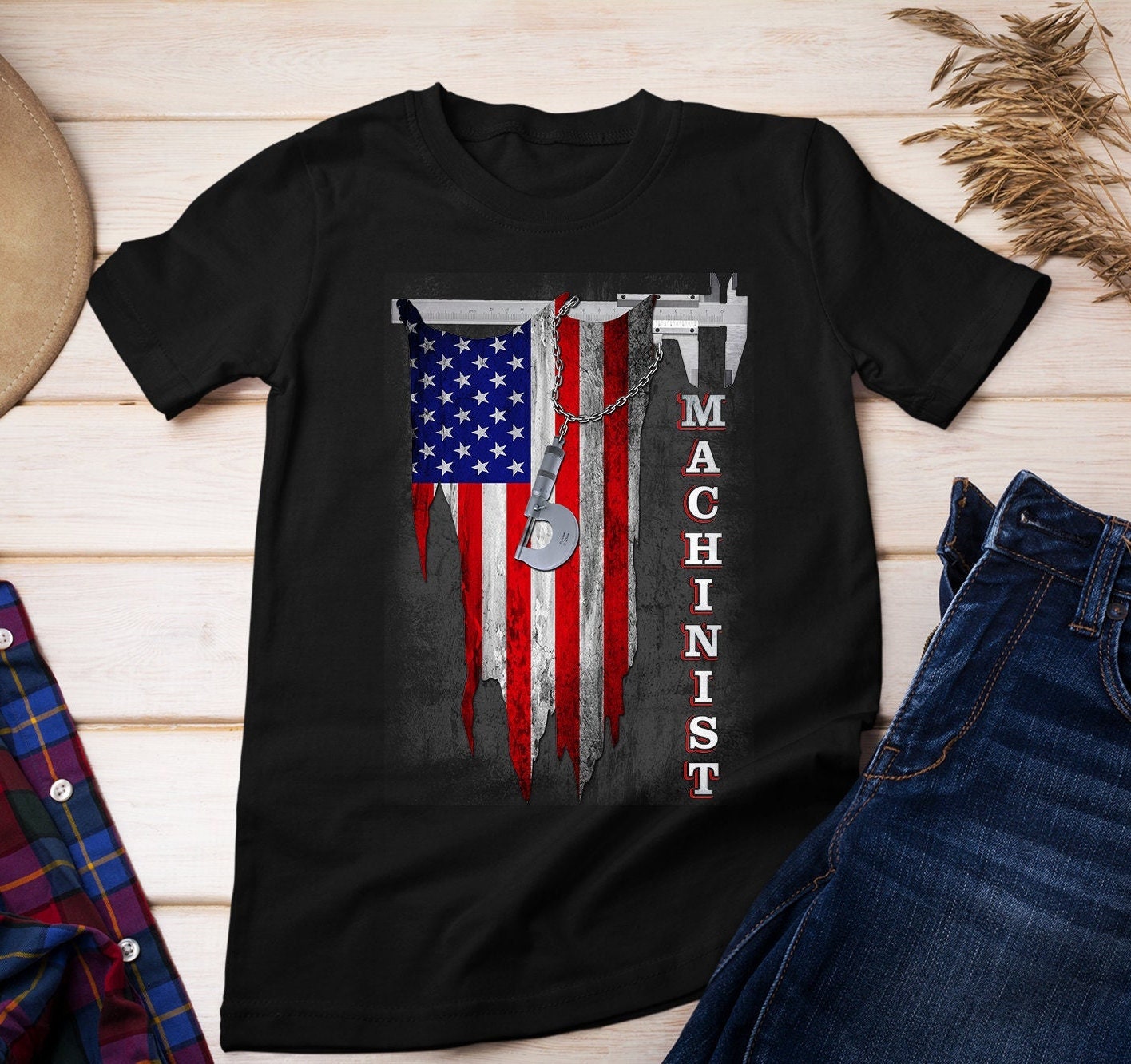 US Flag Machinist T-shirt, American Machinist Shirt, Machinist Gifts ...