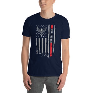 Pipefitter US Flag T-shirt, American Flag Pipefitter Shirt, Patriotic ...