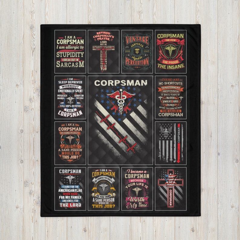 Corpsman Blanket Corpsman Gift Throw Blanket With Graphic Collage ...