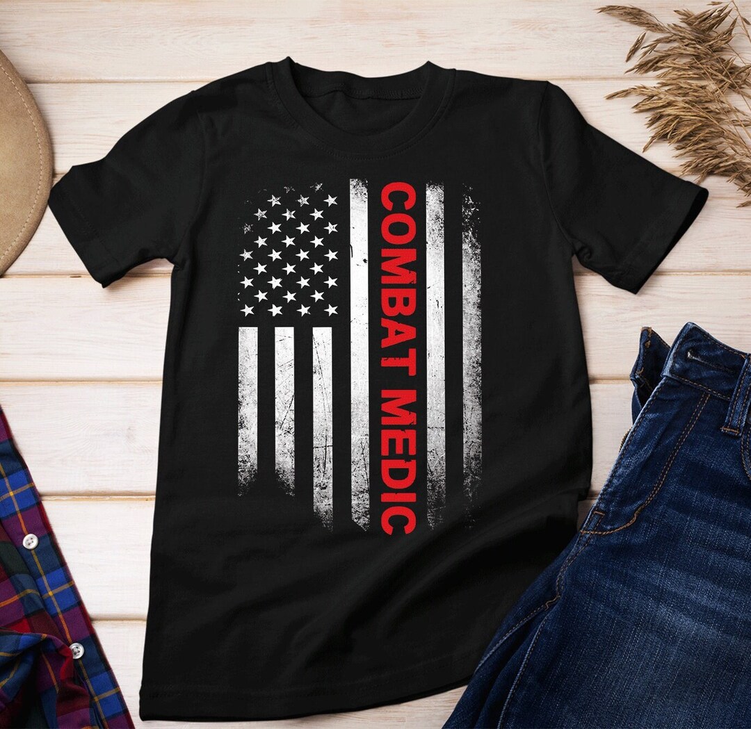 American Combat Medic T-shirt, US Flag Combat Medic Shirt, Patriotic ...