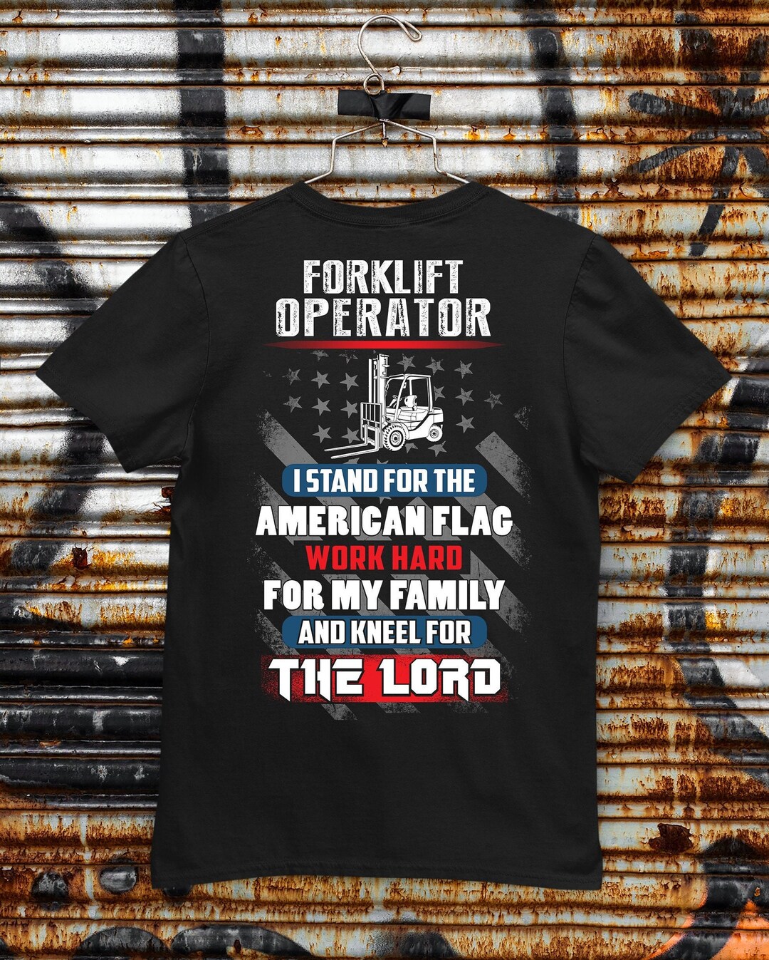 Forklift Operator T-shirt, Forklift Operator Stands for the Flag Shirt ...
