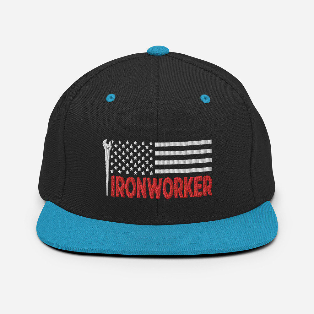 Ironworker Snapback Hat, Ironworker Awesome Cap, USA Flag Ironworker ...