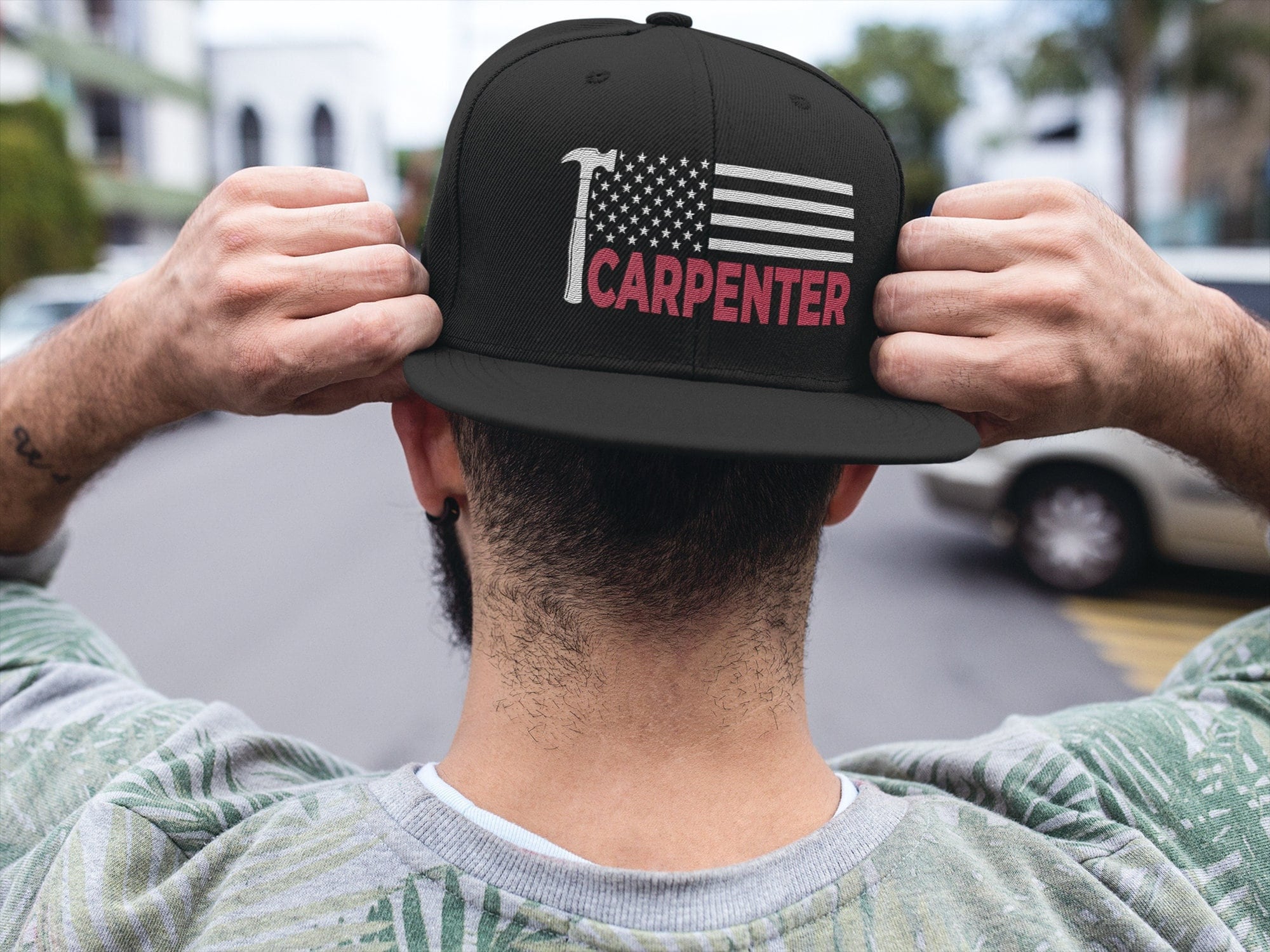 Carpenter Snapback Hat, USA Flag Carpenter Hat, Carpenter Cap, Gift for ...