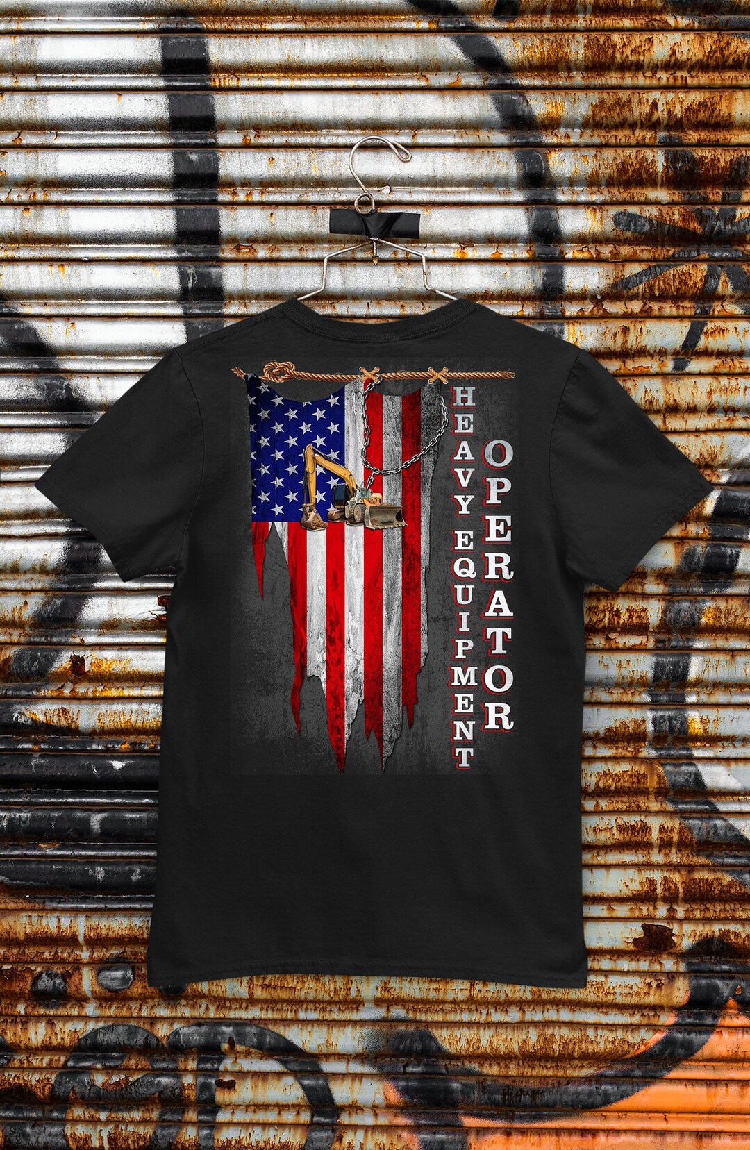 Heavy Equipment Operator T-shirt, US Flag Heavy Equipment Operator ...