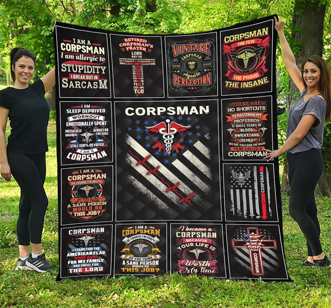 Corpsman Blanket Corpsman Gift Throw Blanket With Graphic Collage ...