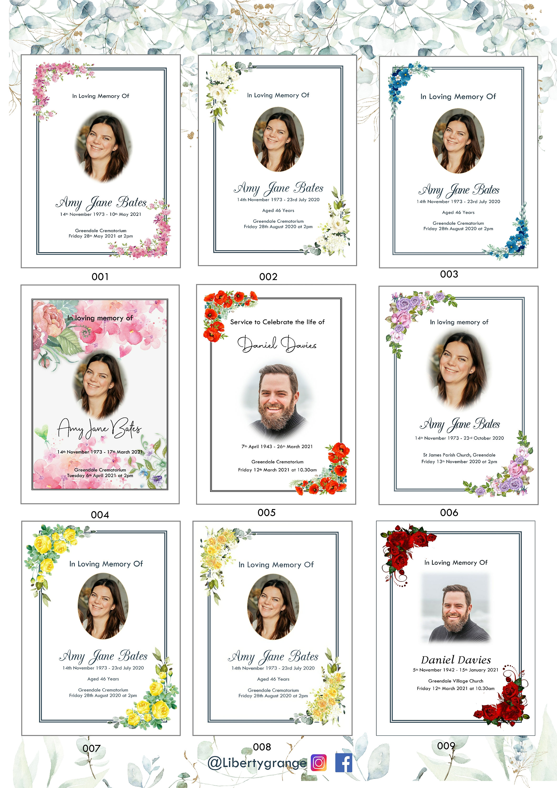 Personalised Funeral Order of Service Cards Laminated - Etsy