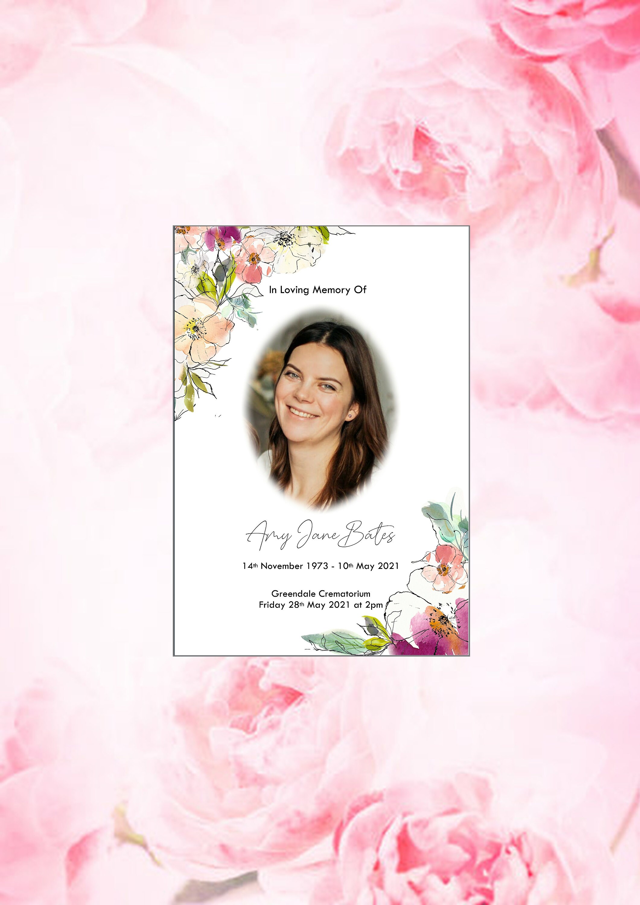 Personalised Funeral Order of Service Cards Laminated Memory - Etsy UK