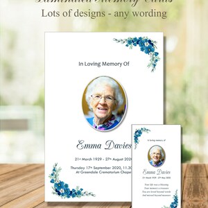 Personalised Funeral Order of Service & Laminated Memorial Cards ...