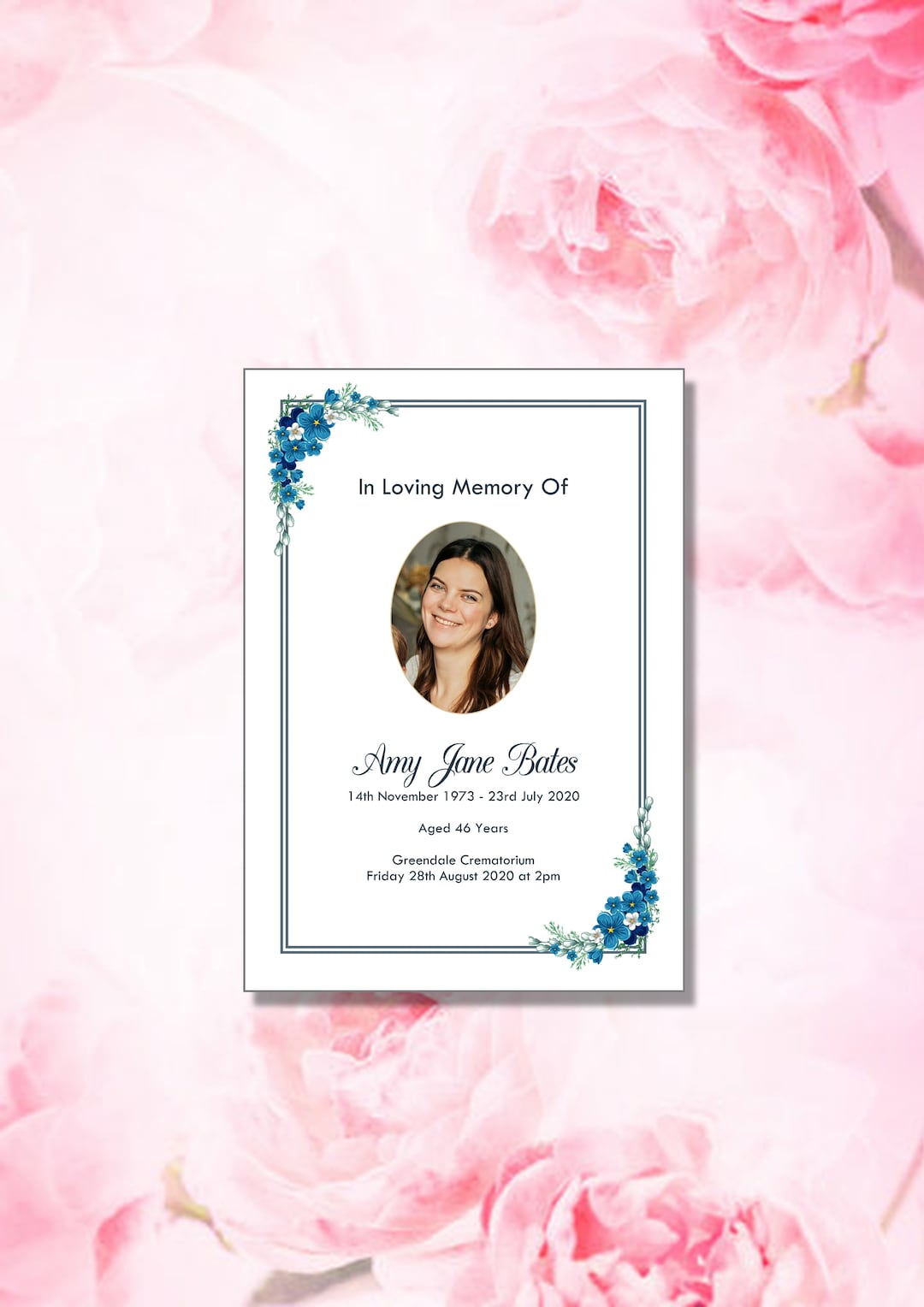 Personalised Funeral Order of Service & Laminated Memorial Cards ...