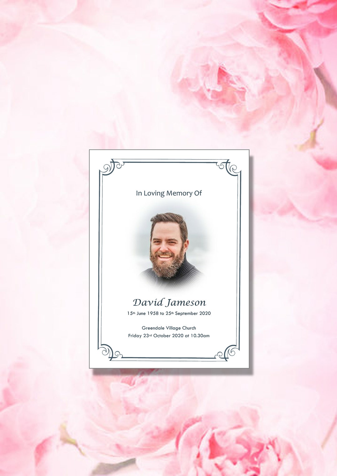 Personalised Funeral Order of Service & Laminated Memorial Cards Silver ...