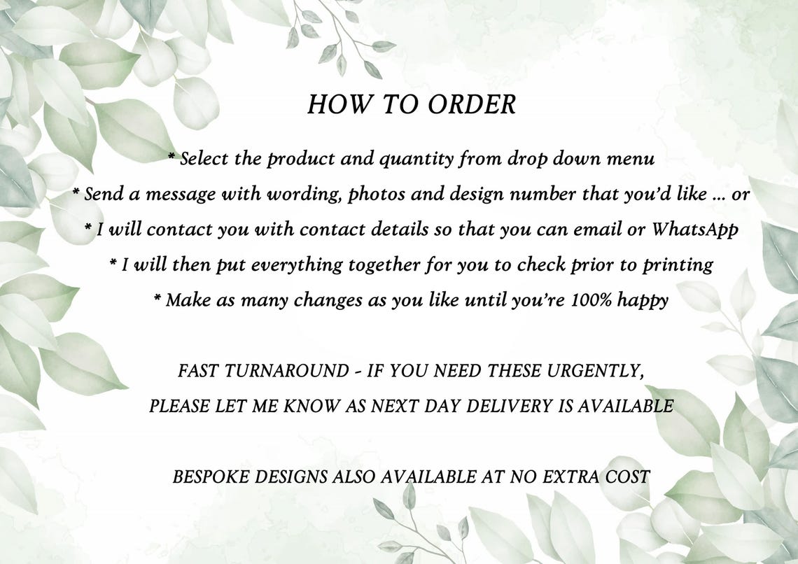 Personalised Funeral Order of Service / Laminated Memorial Cards ...