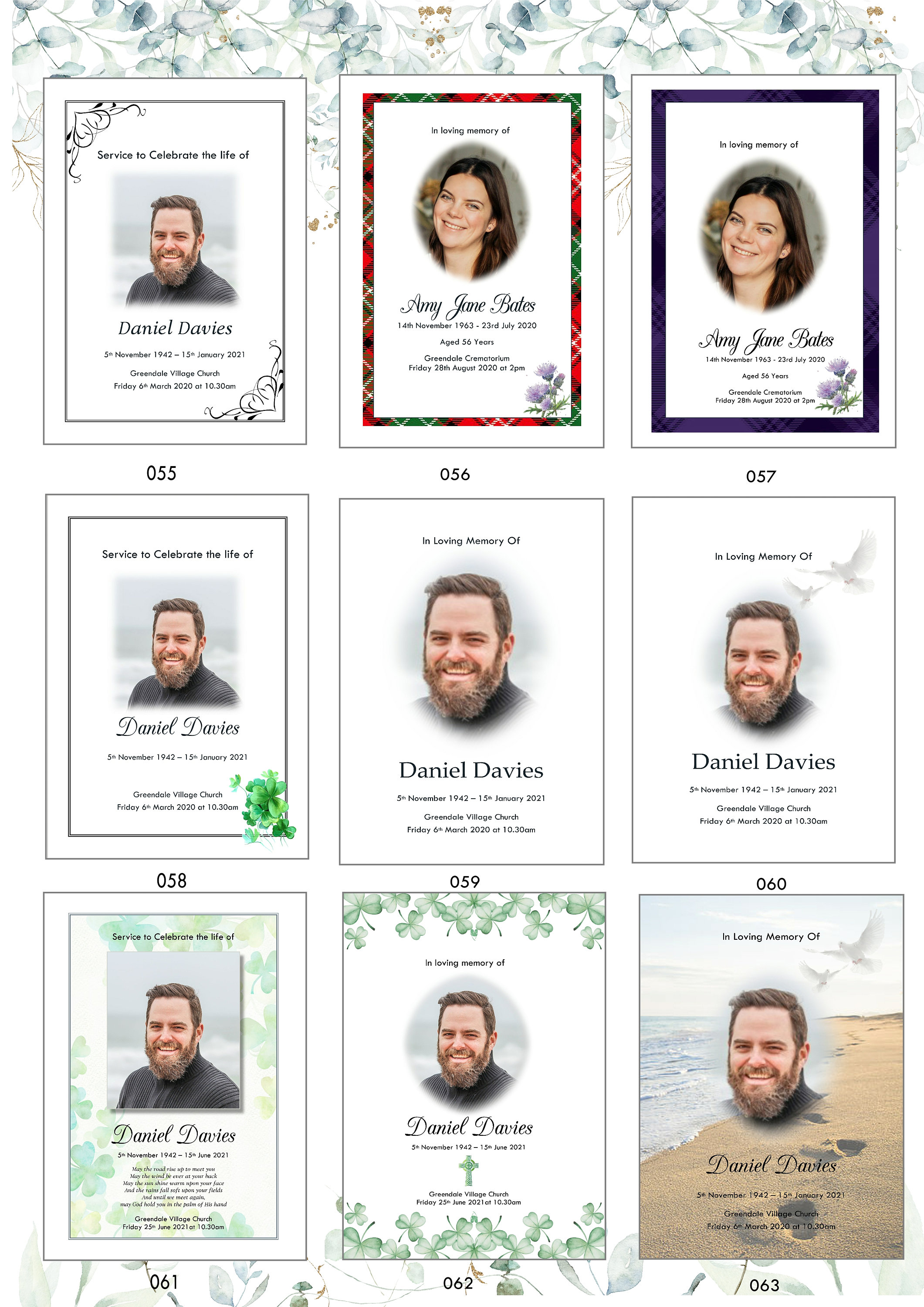 Personalised Funeral Order of Service Cards Laminated - Etsy