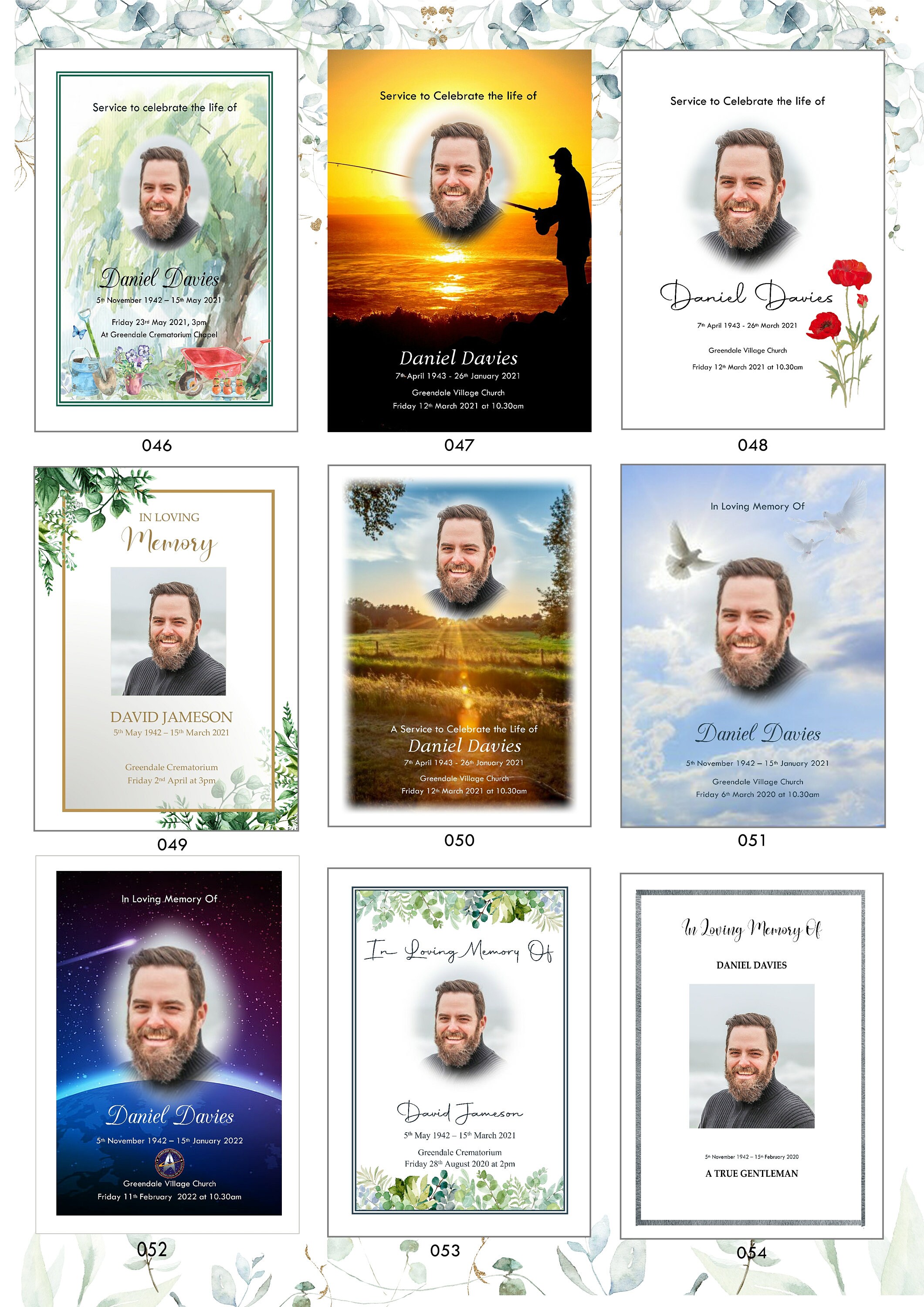 Personalised Funeral Order of Service Cards Laminated - Etsy