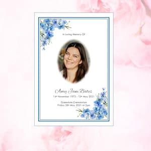 Personalised Funeral Order of Service / Laminated Memorial Cards ...
