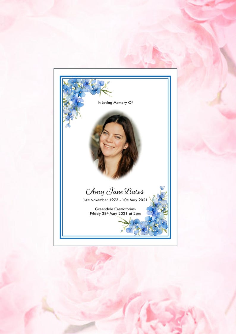 Personalised Funeral Order of Service / Laminated Memorial Cards ...