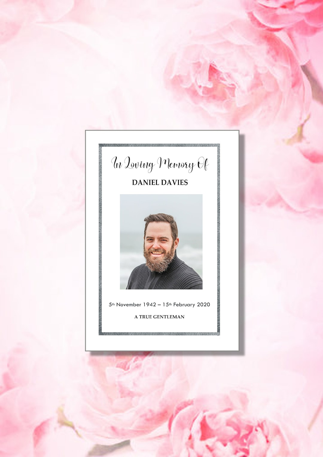 Personalised Funeral Order of Service Cards, Laminated Memorial Cards ...