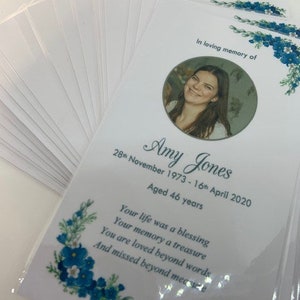 Personalised Funeral Order of Service & Laminated Memorial Cards ...