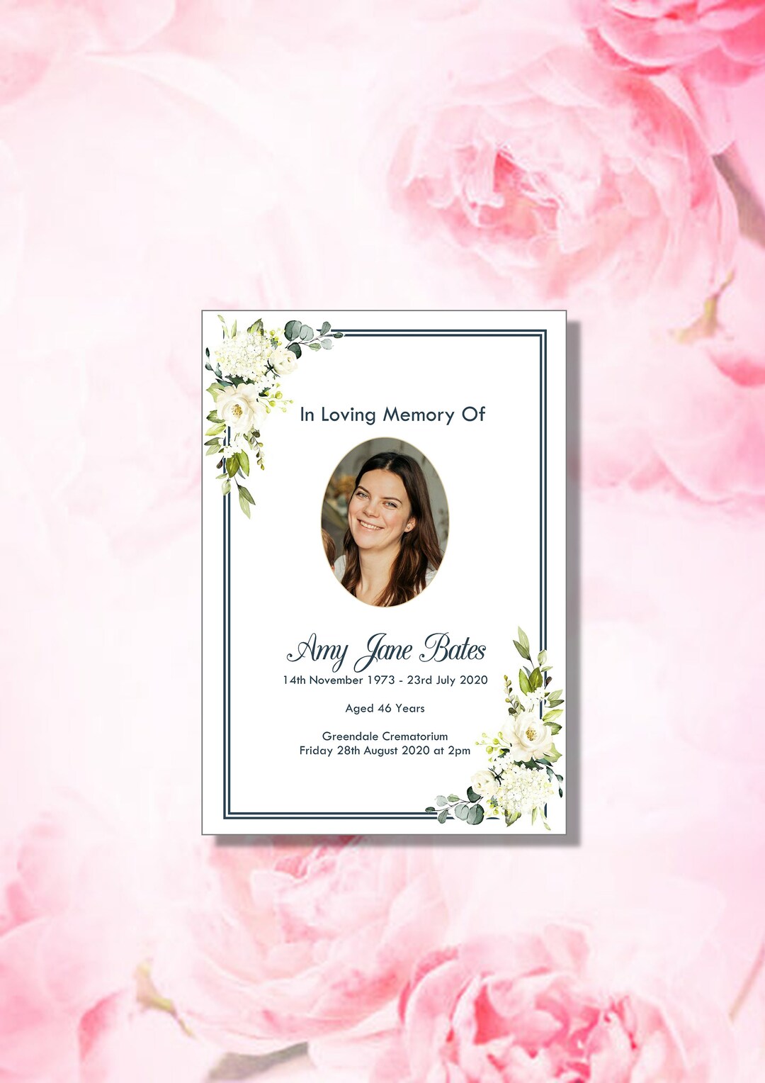 Personalised Funeral Order of Service Booklets White Rose - Etsy