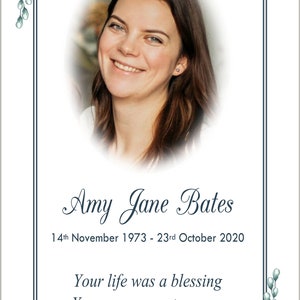 Personalised Funeral Order of Service & Laminated Memorial Cards Forget ...