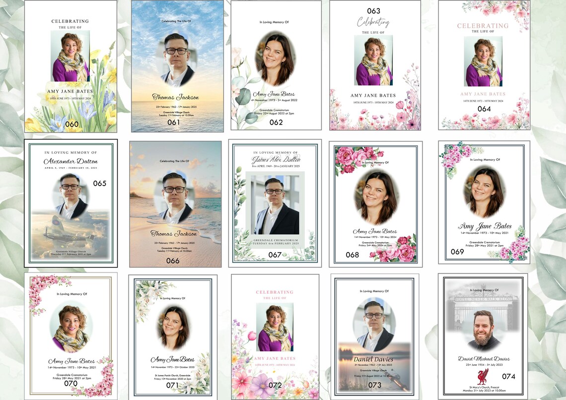 Personalised Funeral Order of Service / Laminated Memorial Cards ...