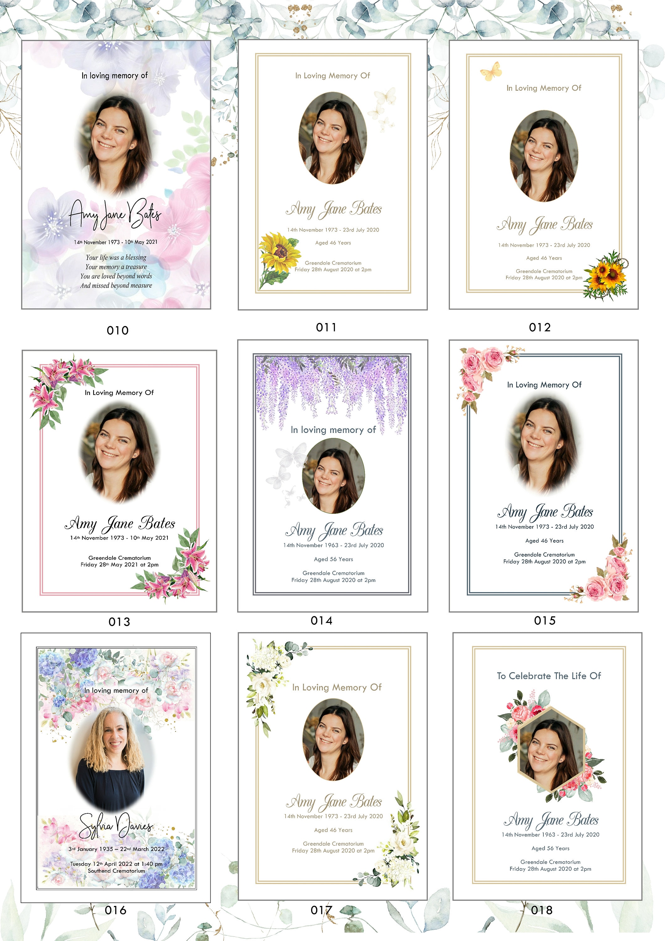 Personalised Funeral Order of Service Cards Laminated Memory - Etsy UK