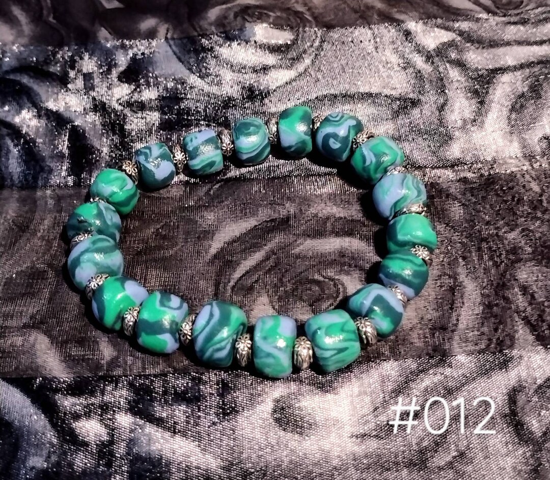 Handmade Clay Bead Jewelry Elastic Cord Beaded Bracelet Stretch ...