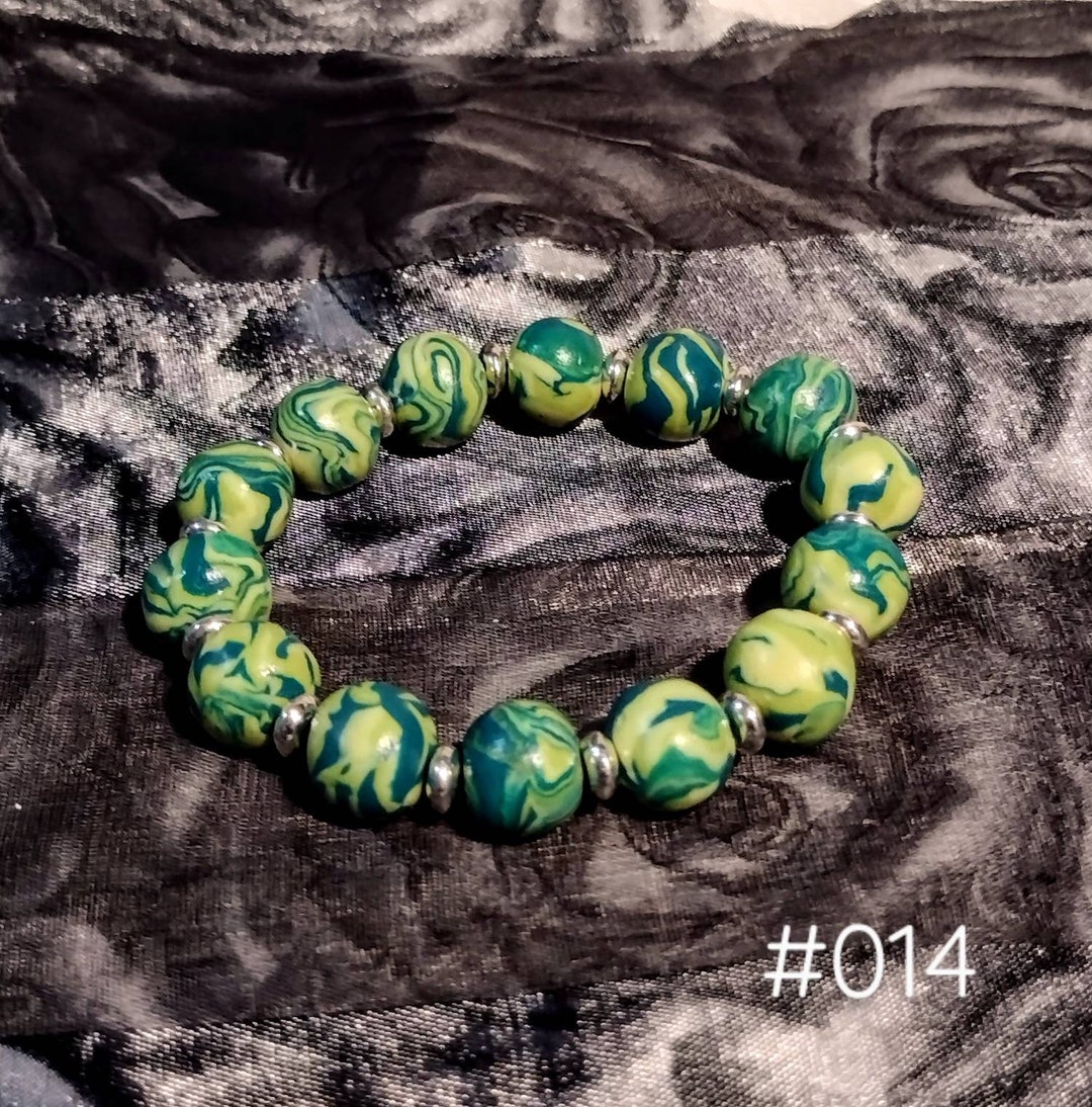 Handmade Clay Bead Jewelry Elastic Cord Beaded Bracelet Stretch ...