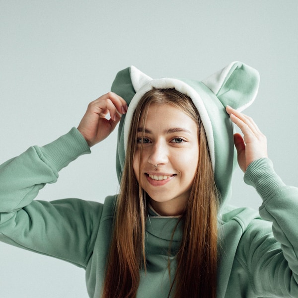 Cat Ear Hoodie - Etsy