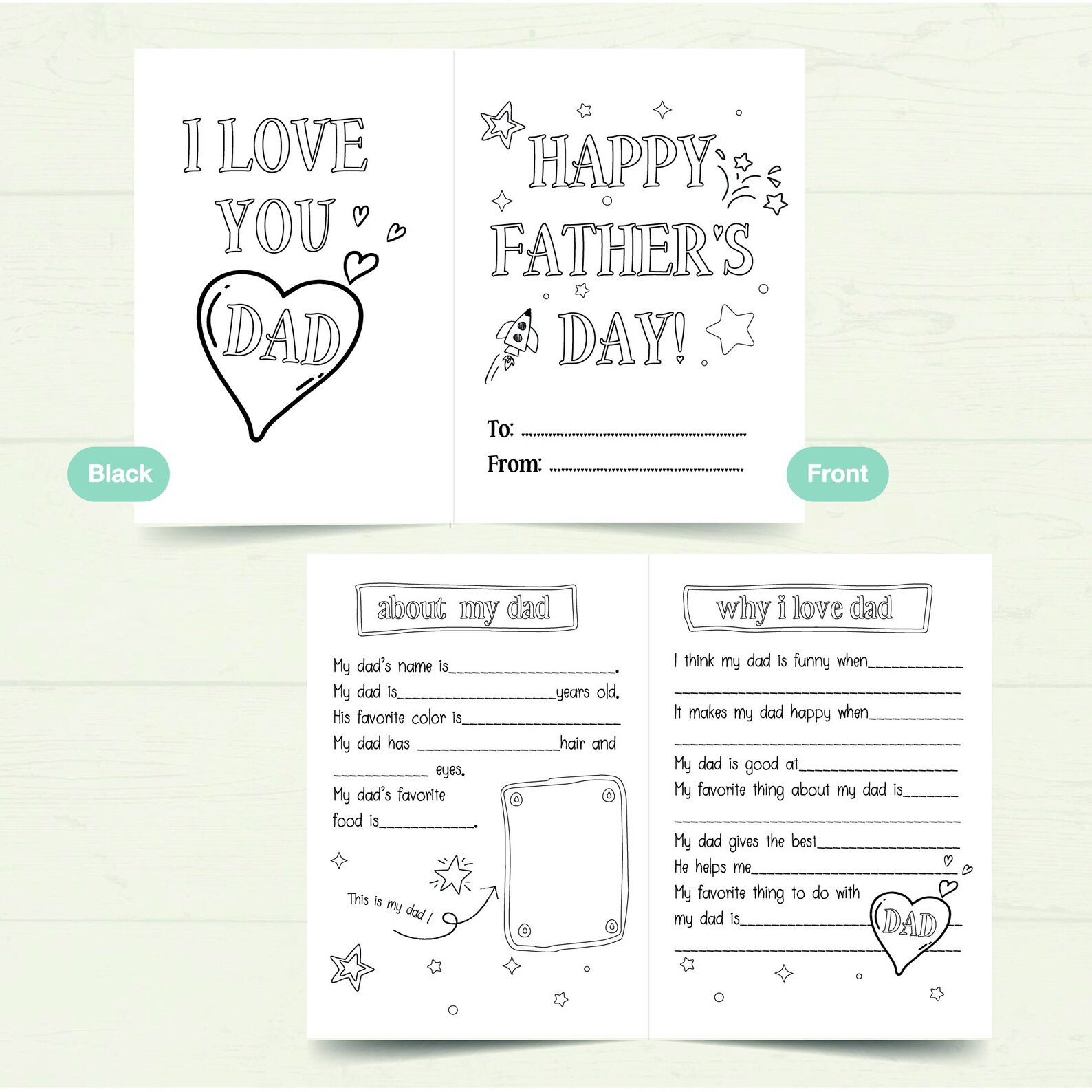 Printable Fathers Day Card | All About Dad Card From Kid | Kid Activity ...