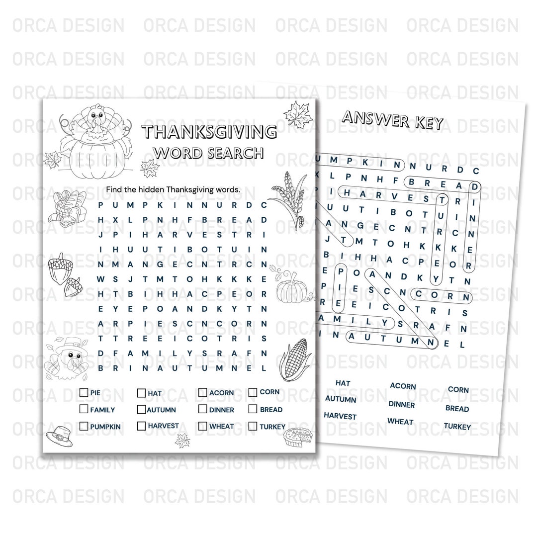 Printable Thanksgiving Placemat, Thanksgiving Word Search & Coloring ...