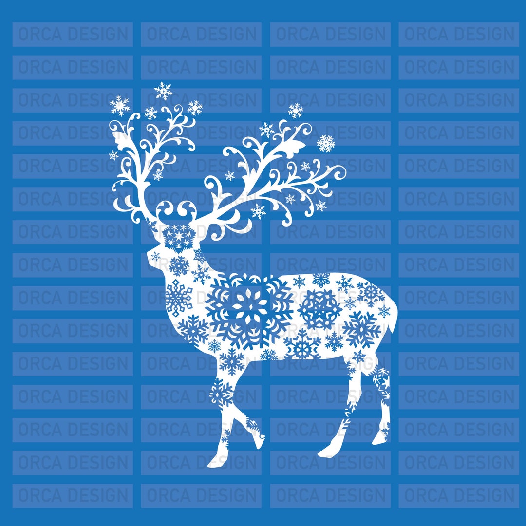 Snowflake Deer Svg, Christmas Svg, Snowflake Pattern Christmas Deer Svg ...