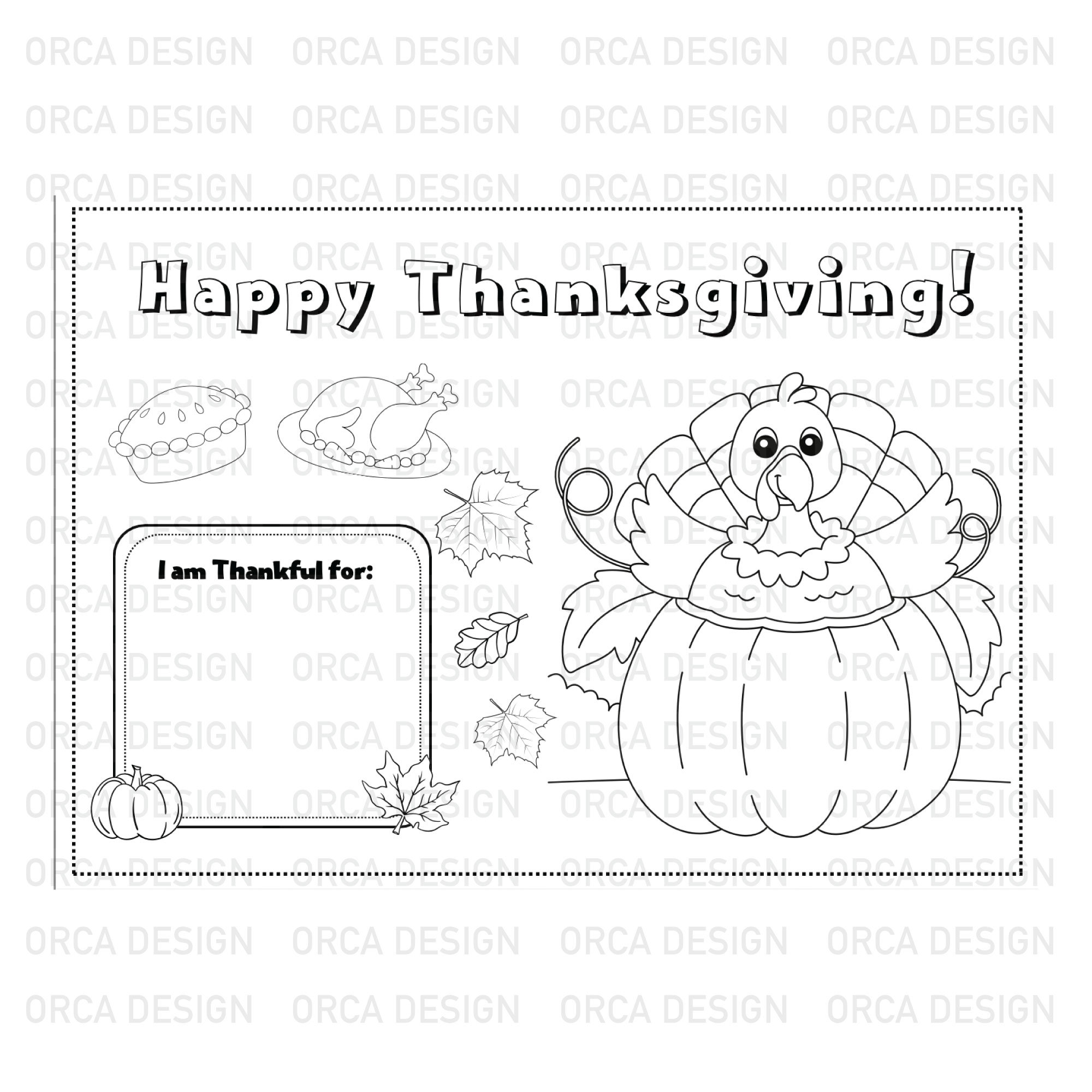 Printable Thanksgiving Placemat, I Am Thankful For, Thanksgiving ...