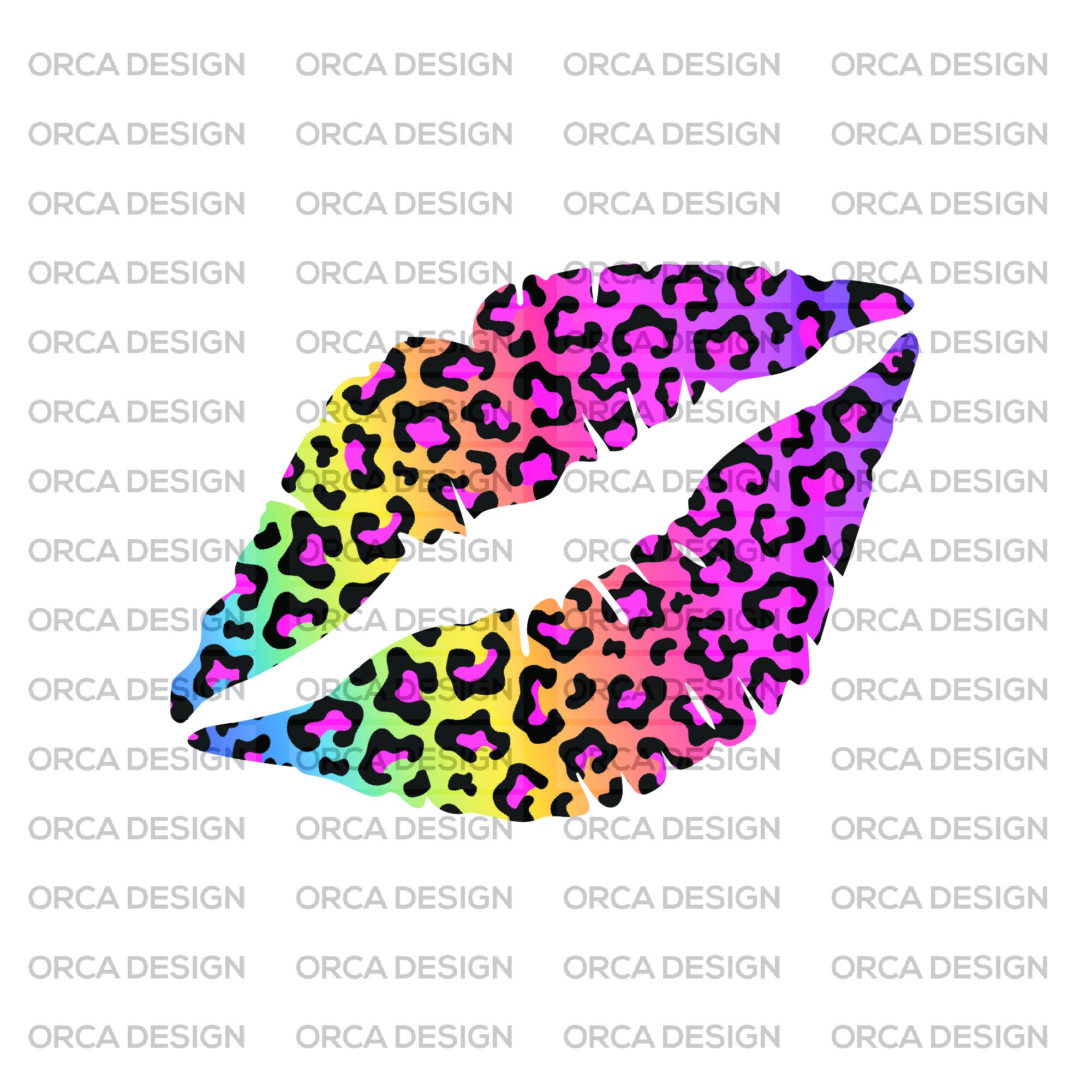 Lips Mouth Leopard Rainbow Png Digital File Download | Etsy