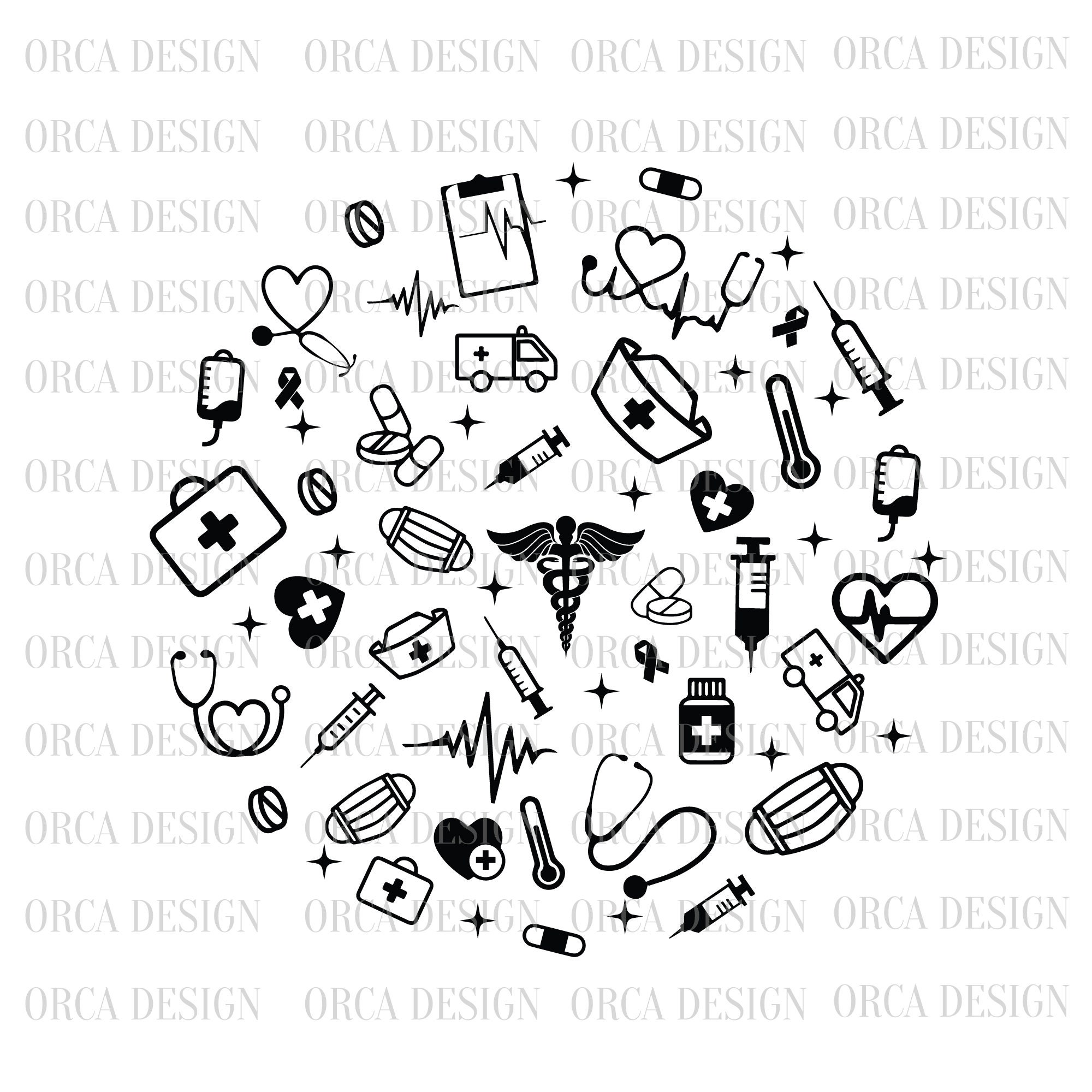 Nursing Bundle Svg healthcare svgpng Digital File Download - Etsy