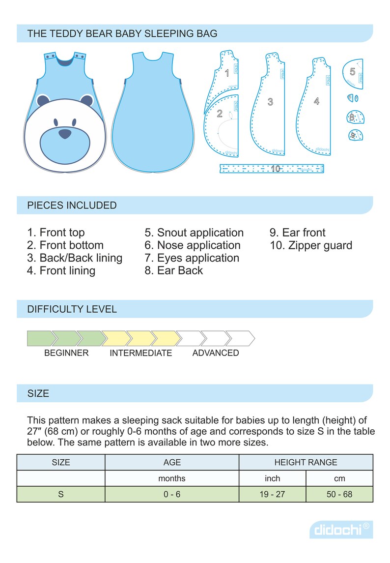 Baby Sleep Bag Sewing Pattern PDF Newborn Sleep Sack Teddy - Etsy