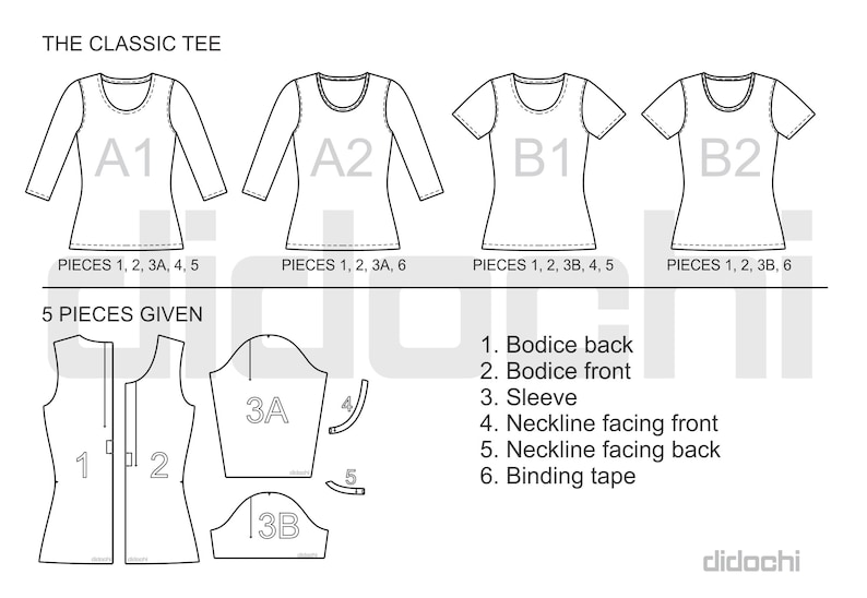 Women's Casual T-shirt PDF Sewing Pattern Digital Sewing - Etsy