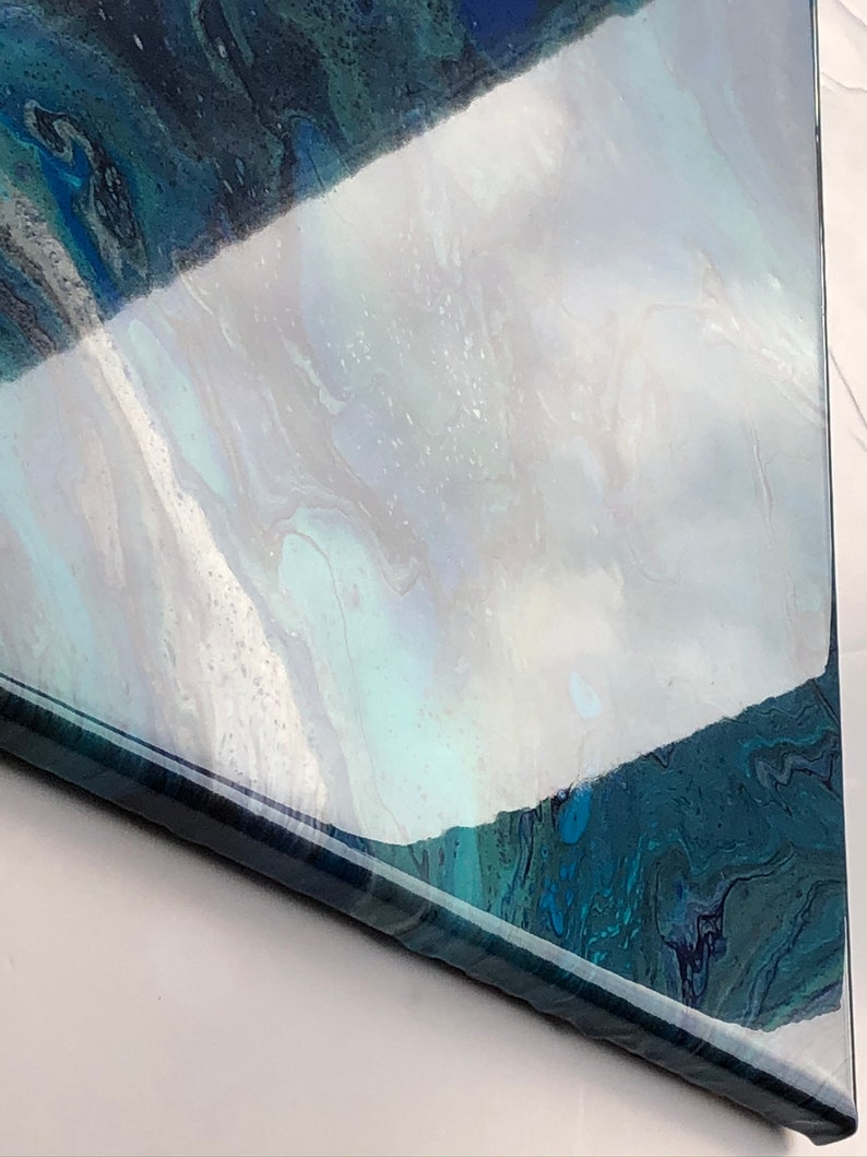 Original Wall Art Abstract Painting Shades of Blue and Silver Acrylic ...