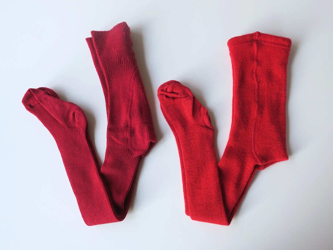 Vintage Children's Wool Tights in Red - Etsy